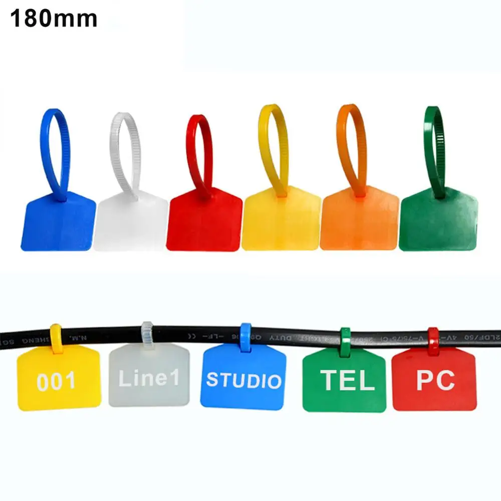 180mm/7.1” Disposable Nylon Zip Tie Labels Plastic Tag Network Cable ...