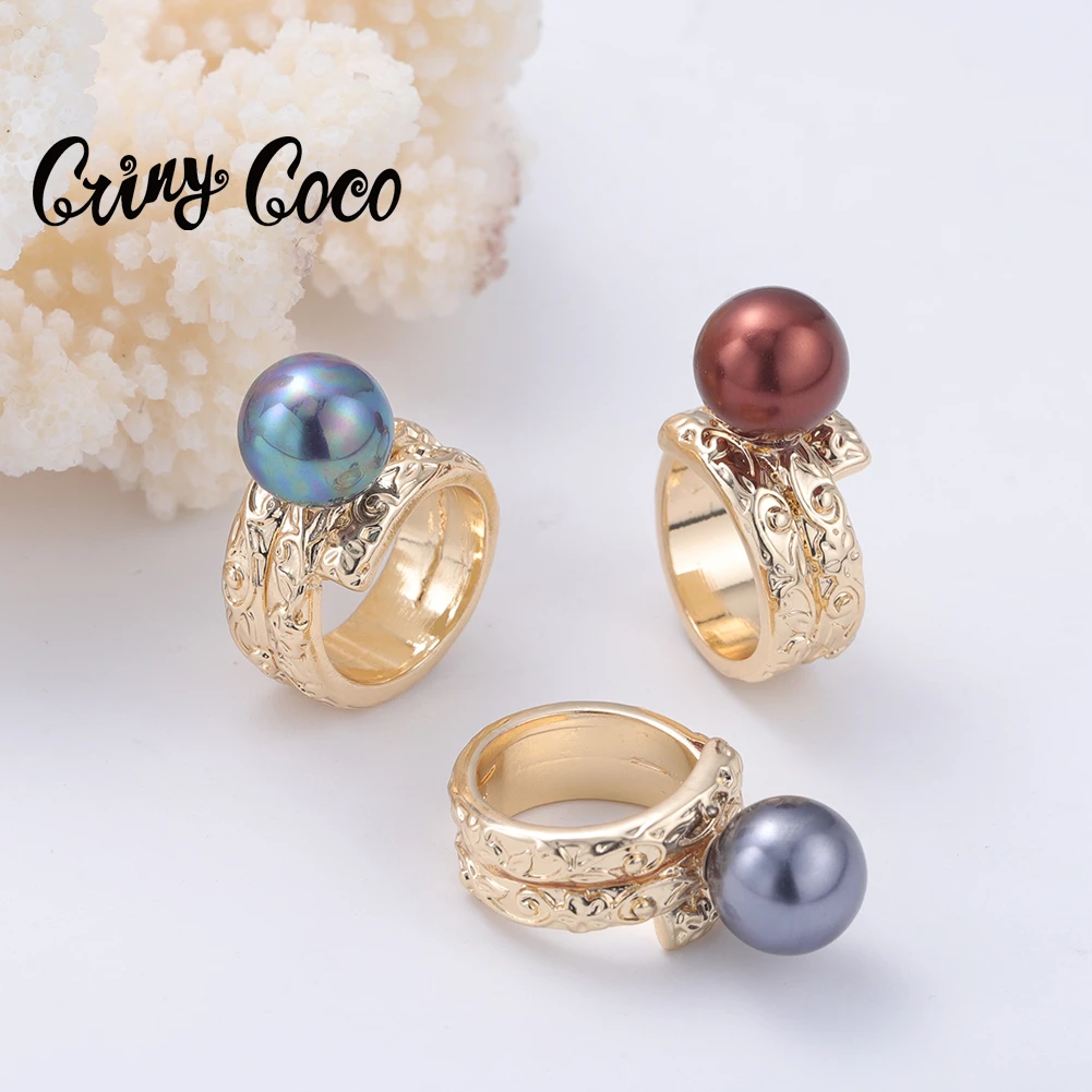 Hawaiian 10 Color Pearl Ring Fashion Polynesian Samoa Purple Pink Alloy ...