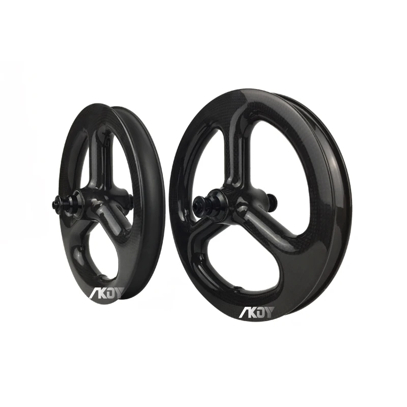 12 Inch Wheels Carbon 3 Spoke Balance Bike Wheelset 25mm Kids Push Bike ...