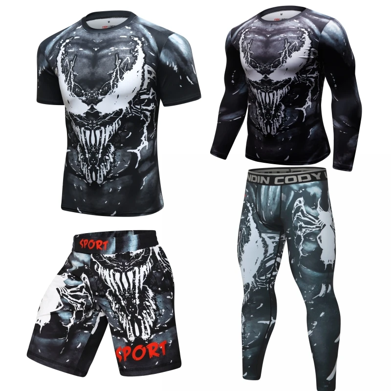 MMA-BJJ-Rashguard-Boxing-Sets-Mens-Fitness-Training-Compression-Sport ...