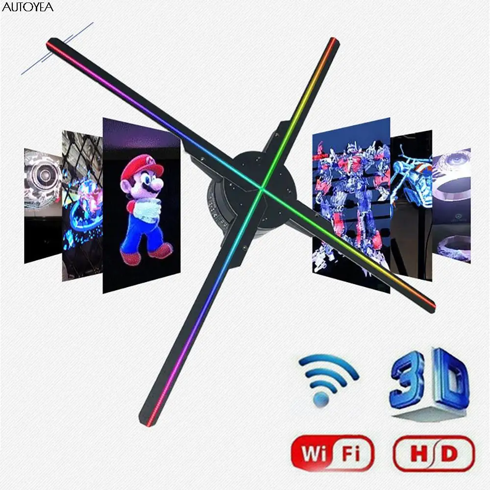 52cm Hologram 3D Projector 552 LED Lights 3D Hologram Fan WiFi HD ...