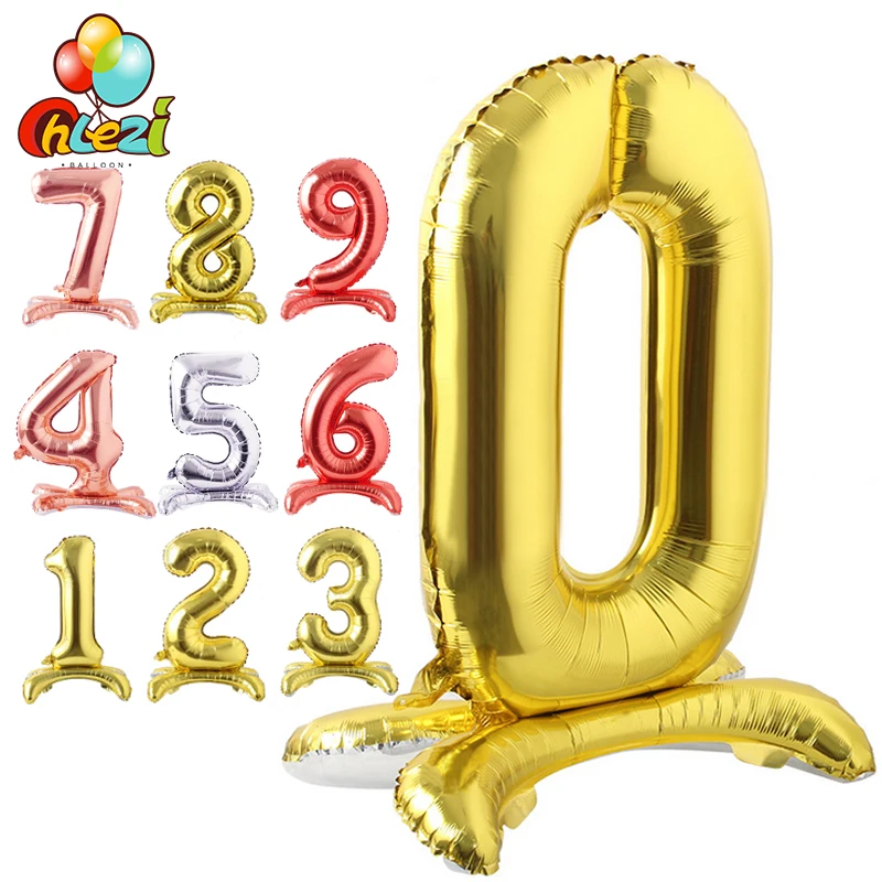 New-arrival-32-inch-Stand-Number-foil-Balloons-Rose-gold-silver-red ...
