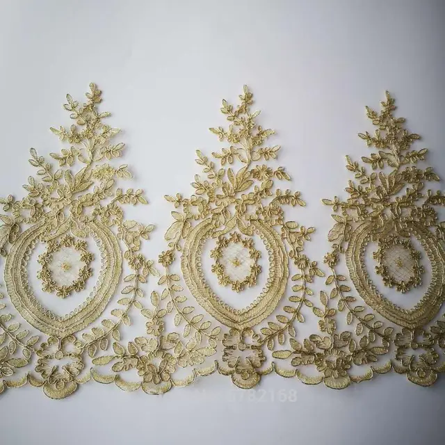 Lace Fabric High Quality Gold | Gold Lace Fabric Yard | Mesh Gold Lace ...