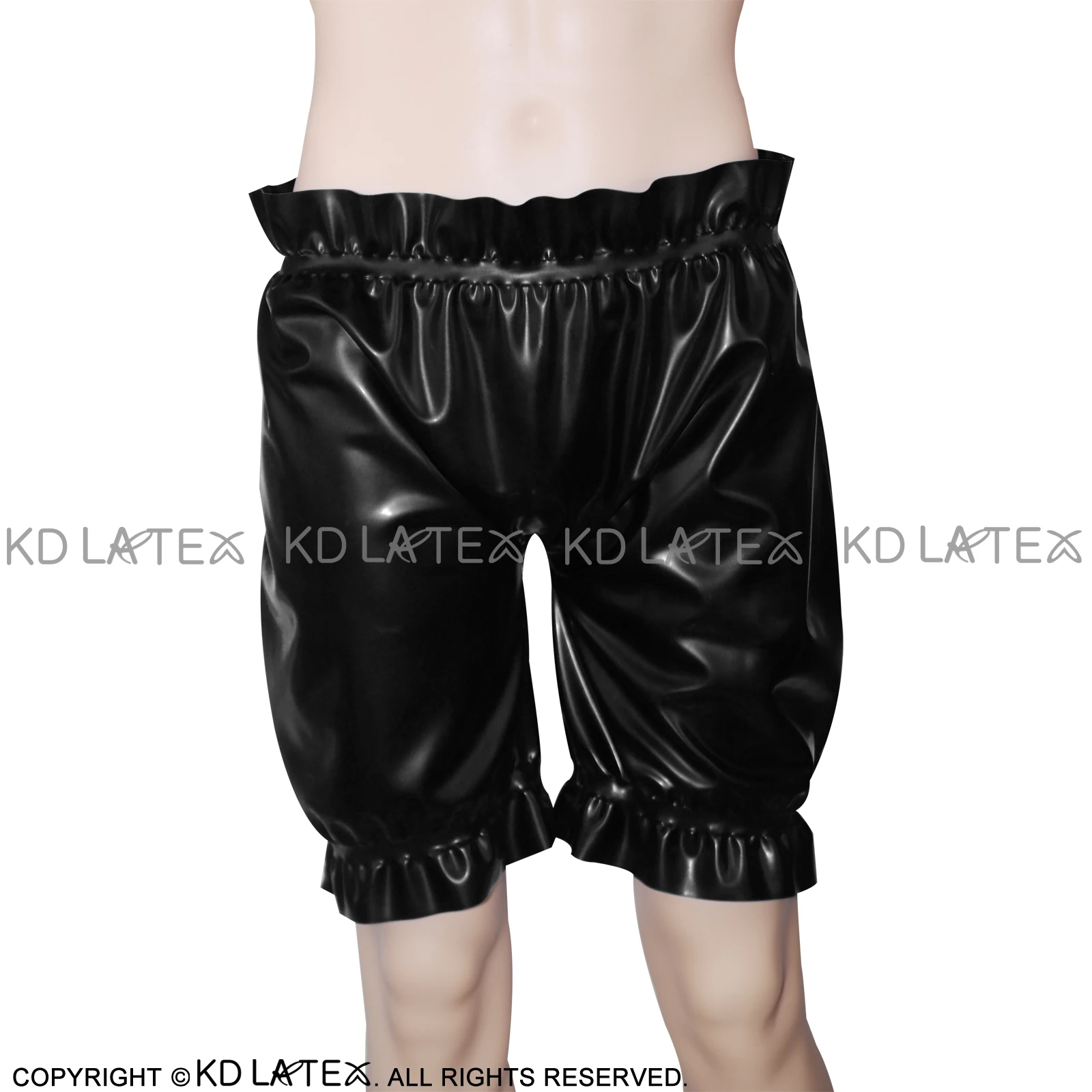 Black Sexy Latex Bloomers Long Leg Boxer Shorts With Loosely Smocking ...