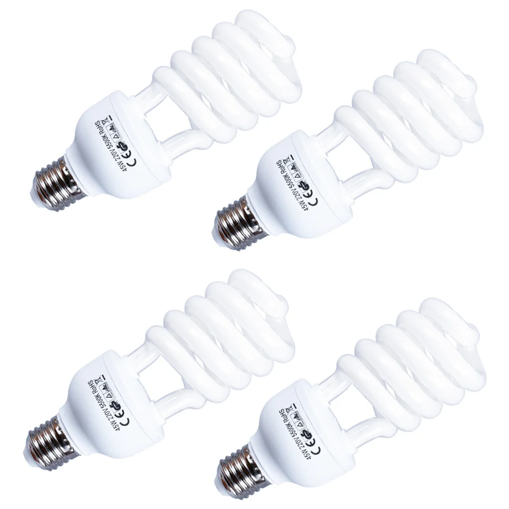 E27 45W x 4 PCS Video Light Photo Studio Bulbs 110 240V 5500K White ...