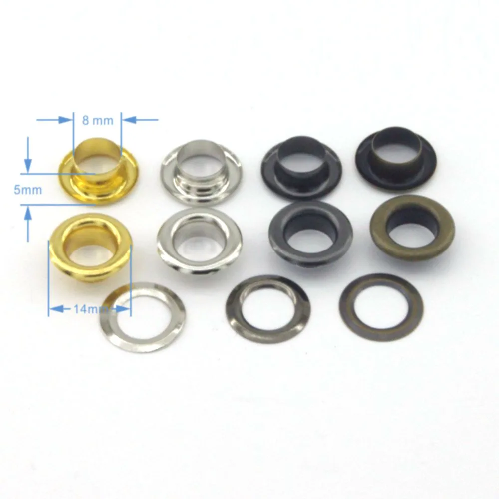 도매 200 대/몫 아니 세탁기와 금속 황동 eyelets 14mm * 8mm 작은 라운드 금속 grommets 7 색 22 ...