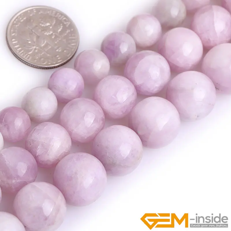 Natural Stone Purple Spodumene / Kunzite Purple Stone Round Beads For ...