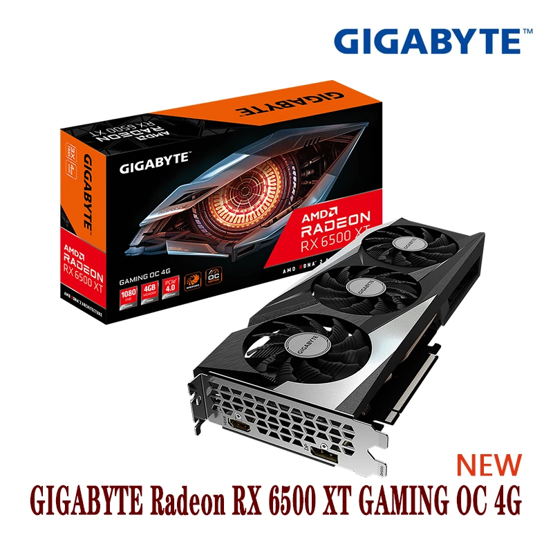 Gigabyte radeon rx 6500 xt gaming oc 6500xt 4g 4gb 18000mhz gddr6 64 bit 6nm placas de vídeo gpu ...