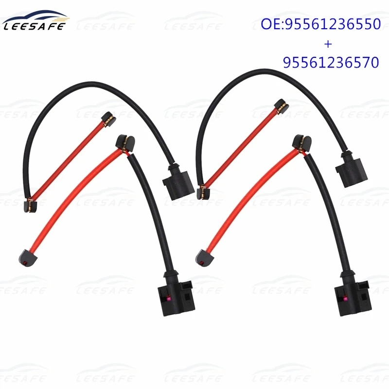 2 Pairs 95561236550 + 95561236570 Front+Rear Brake Pad Wear Sensor for ...