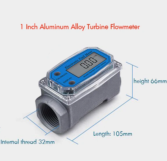 1 Inch / 1.5 Inch Turbine Water Flowmeter with Digital LCD Display ...