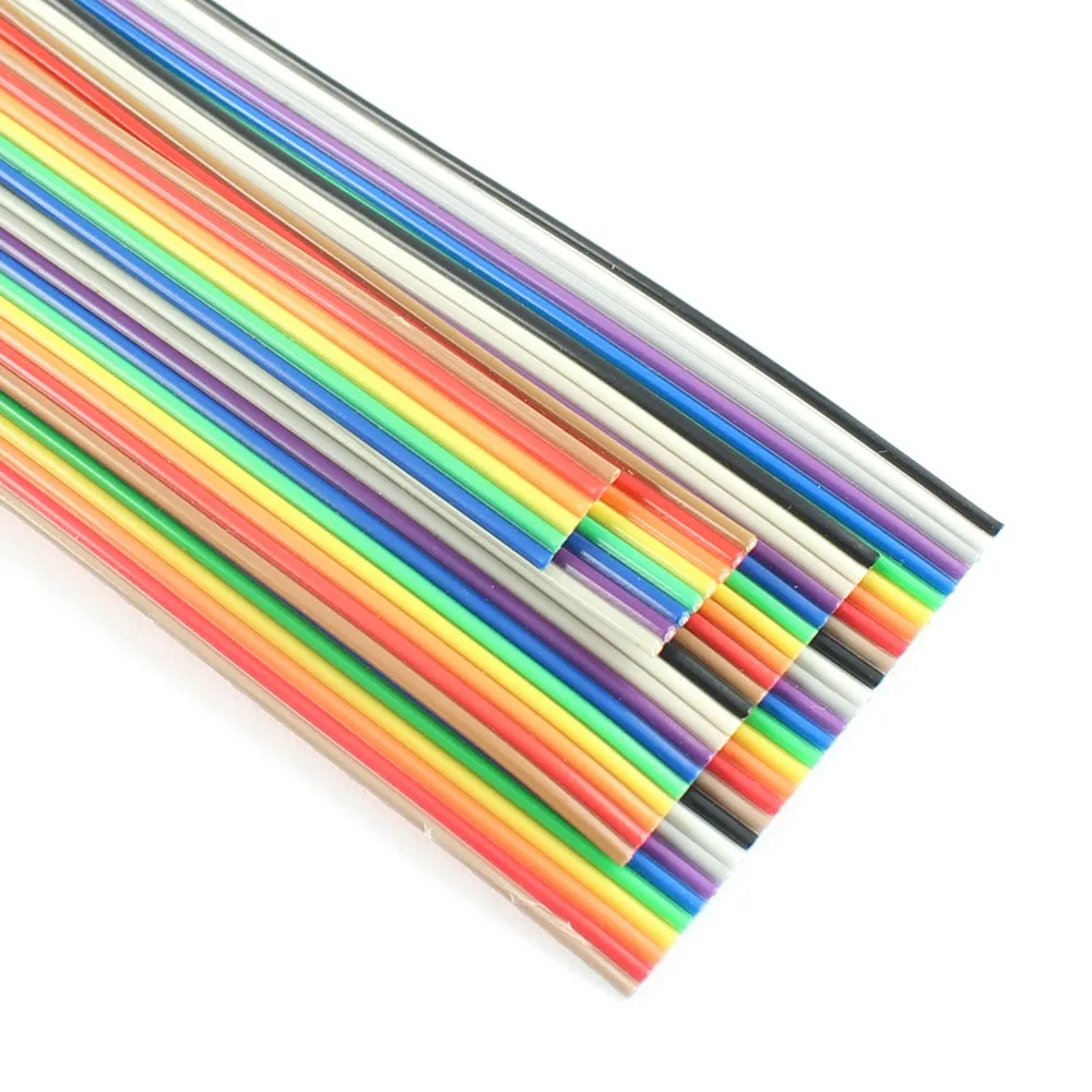 1Meter 1.27mm Pitch 6/8/10/12/14/16/18/20/26/30/40 Pin Rainbow Flat Ribbon Cable DuPont Wire ...