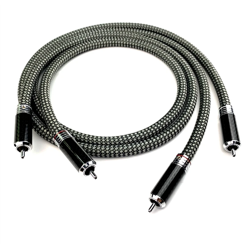 Pair HiFi Audio Interconnect Line Silver Plated OCC RCA Cable Carbon ...