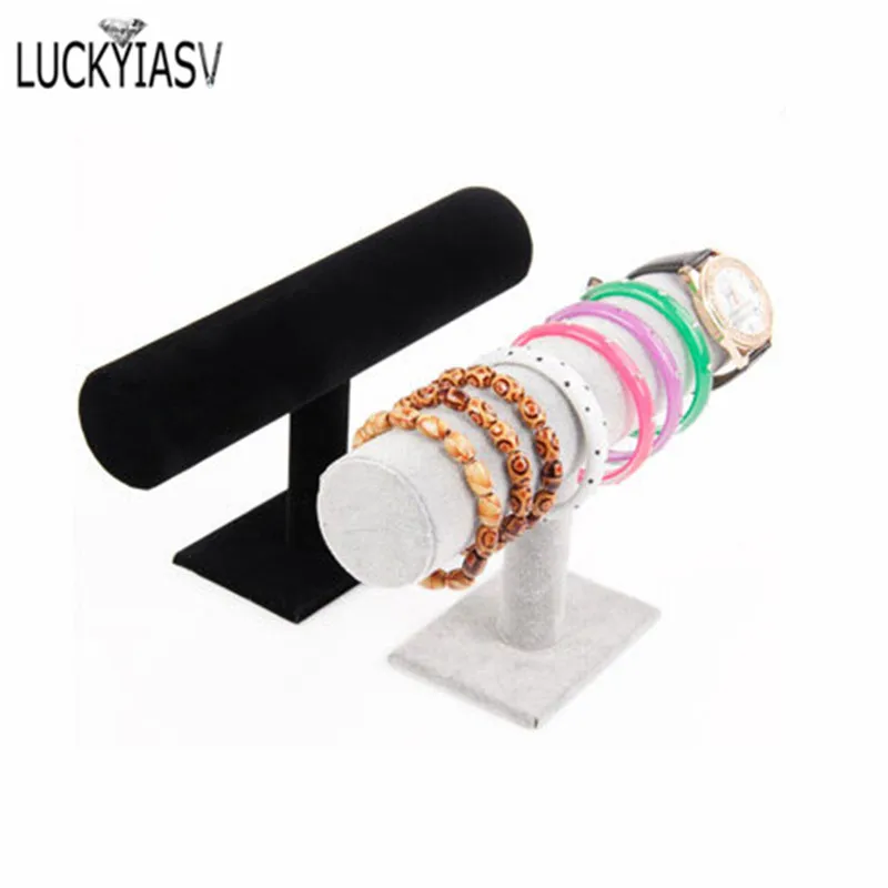 กำมะหยี่และหนังสร้อยข้อมือนาฬิกา T Shaped Rack ผู้ถือจอแสดงผล ...