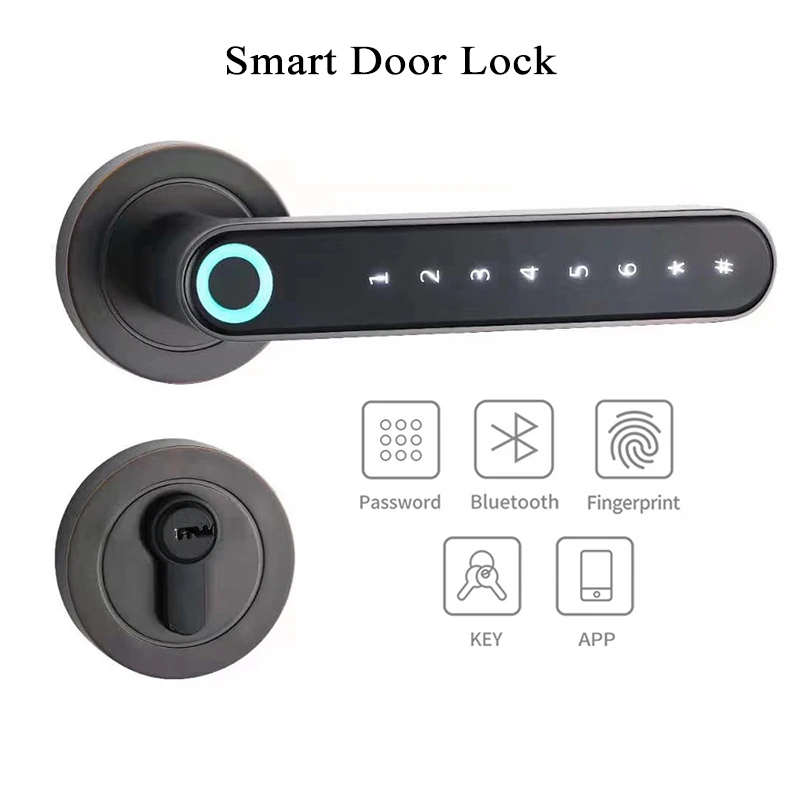 Smart Biometric fingerprint lock Code Bluetooth Key Electric Handle USB ...