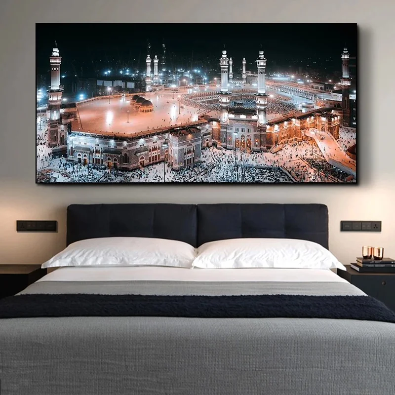 Mecca-Mosque-Night-View-Canvas-Paintings-on-the-Wall-Art-Posters-and ...