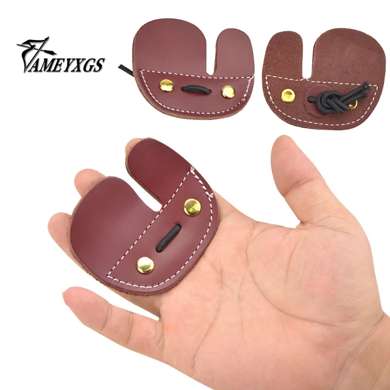 1Pcs Brown Archery Finger Protection Finger Leather Metal Protection ...