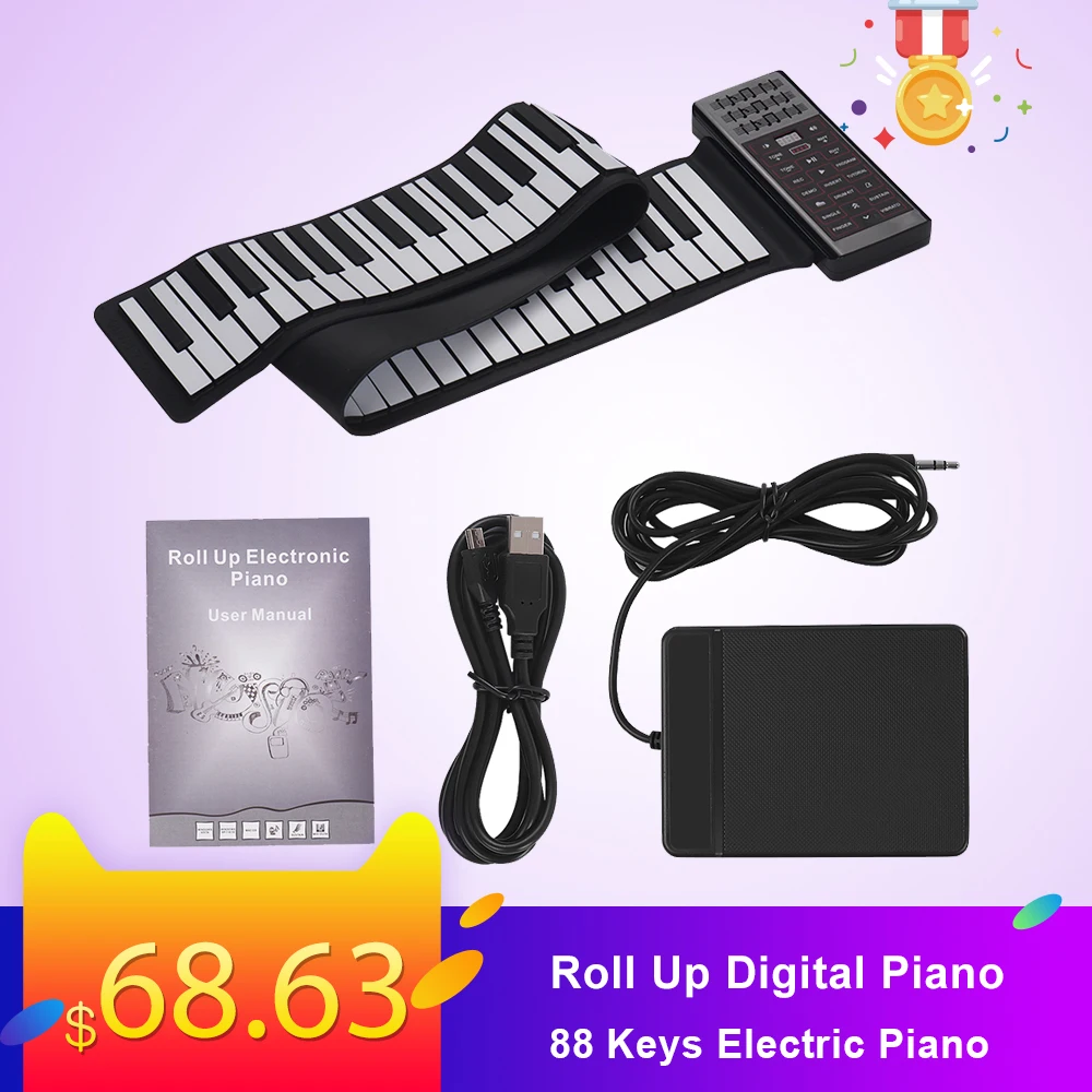Portable Electric Piano 88 Keys Hand Roll Up Digital Piano Keyboard ...