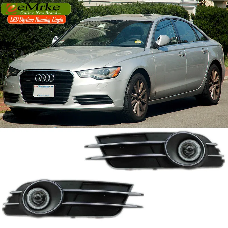 EEMRKE FOR Audi A6 C7 2012 2013 2014 COB LED Angel Eyes DRL Driving ...