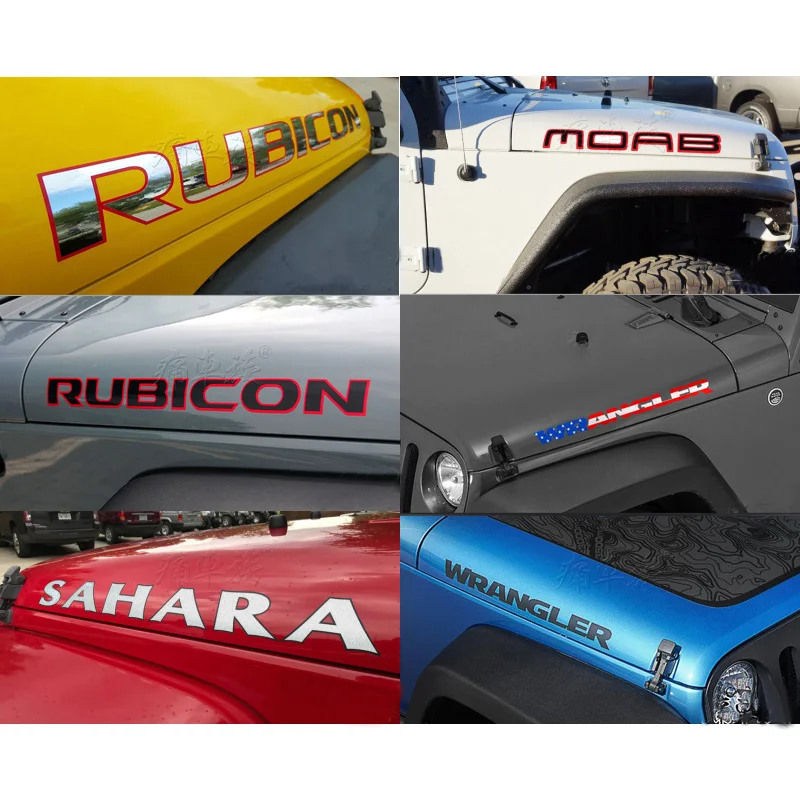 지프 랭글러 언리미티드 TJ JK CJ TJ YK JL XJ용 데칼 비닐, 스포츠 엔진 후드 펜더 사이드 캐릭터 스티커 한 쌍