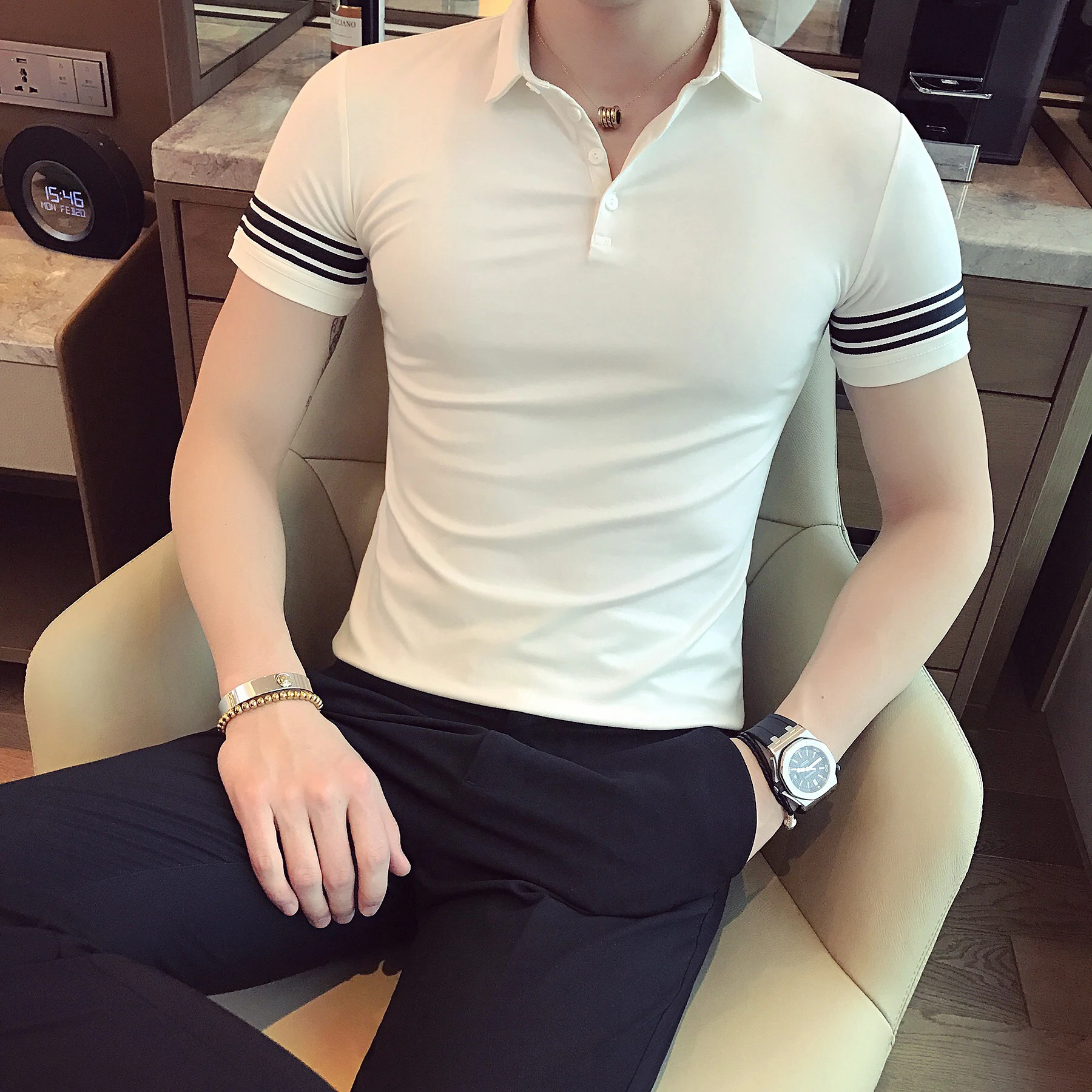 Polo Shirt Men's 2021 Korean Solid Color Summer Polo Shirt Men's Cotton ...