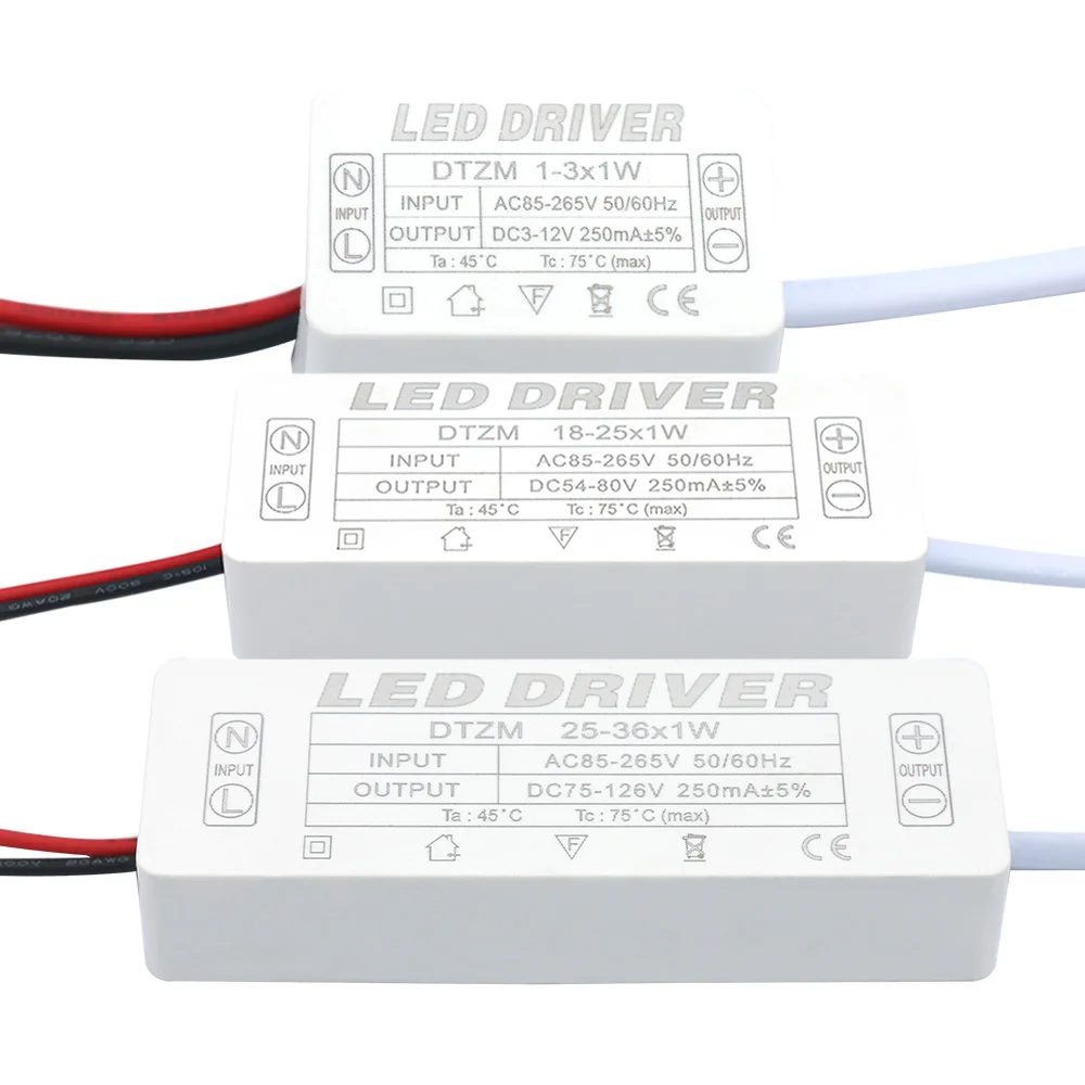 LED Driver 250mA 1-3W 3-5W 4-7W 8-12W 12-18W 18-25W 25-36W LED Power ...