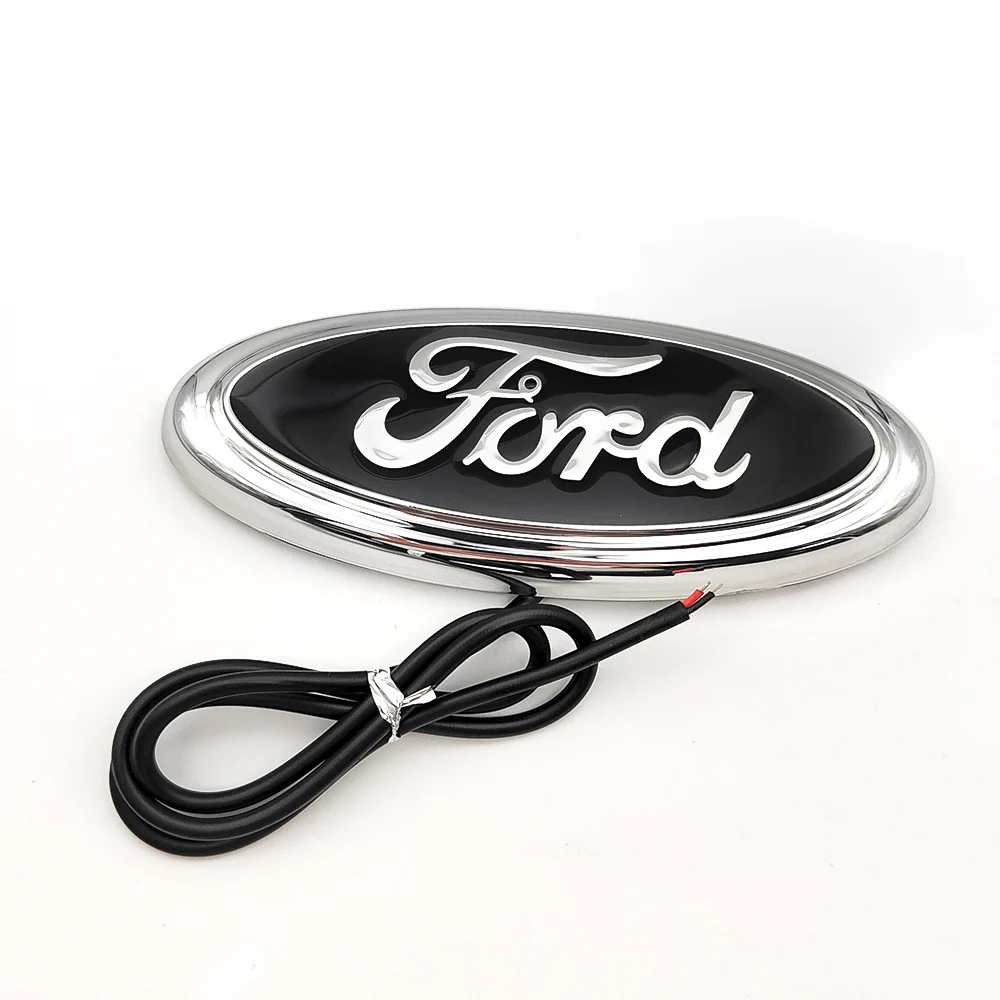Black Chrome 145x56mm Car Red Led Light Illuminated Badge For Ford ...
