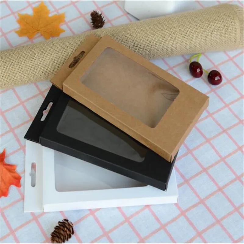20pcs-Black-White-Kraft-Paper-Window-Box-Phone-Case-Package-Box-Blank ...