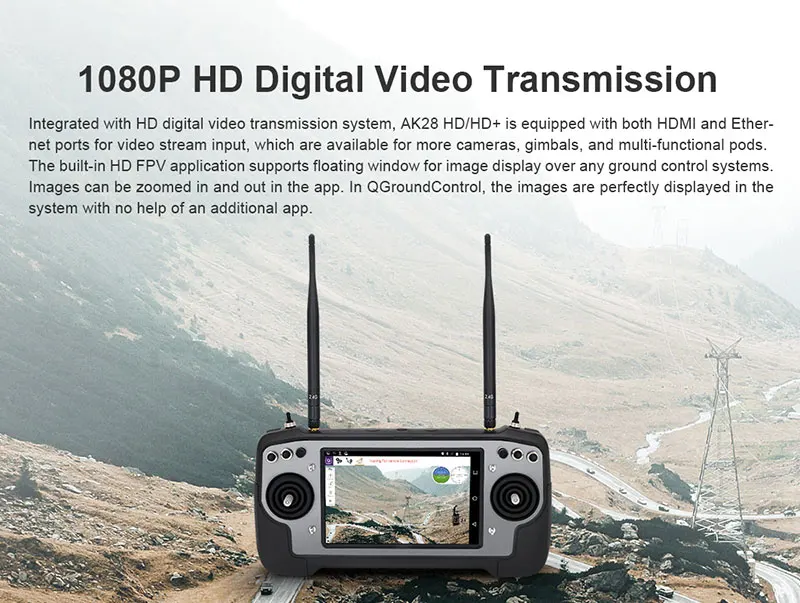 5KM/15KM Long Range Siyi AK28 HD / HD + 3in1 HD Video Transmission ...
