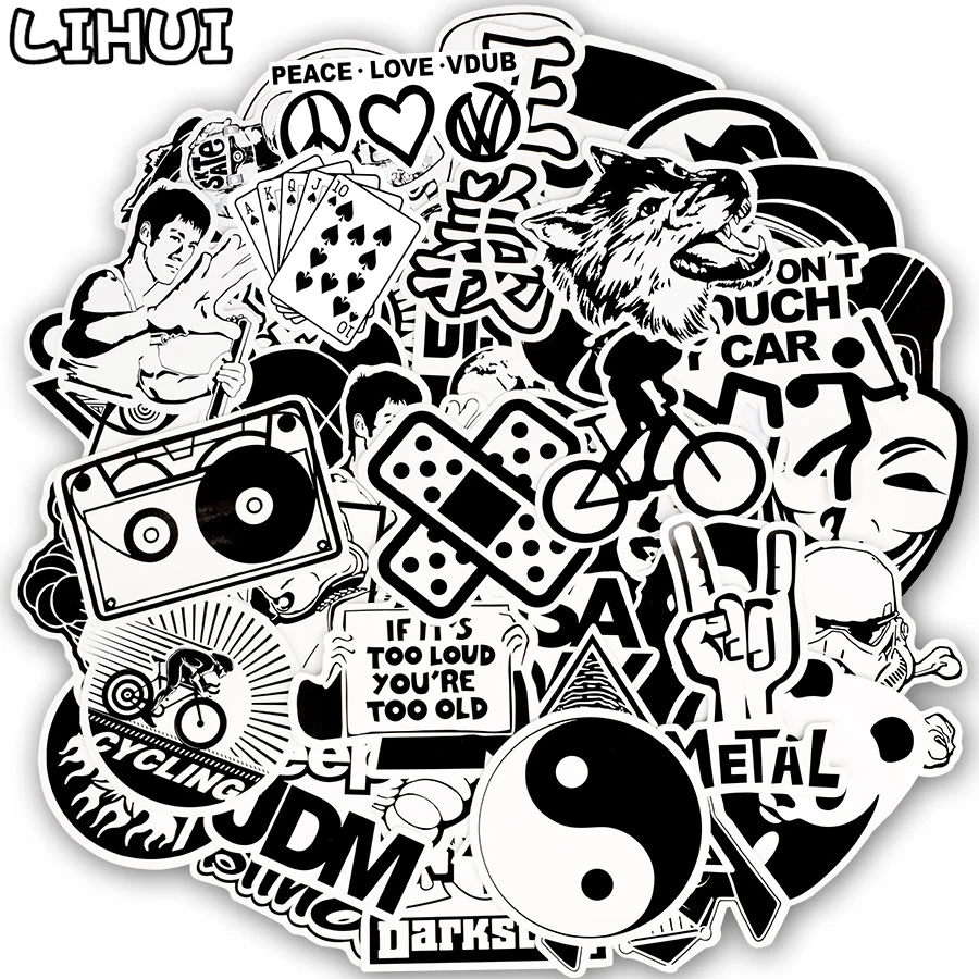 100 Pcs Graffiti Stickers | Cool Black White Stickers | 100 Stickers ...