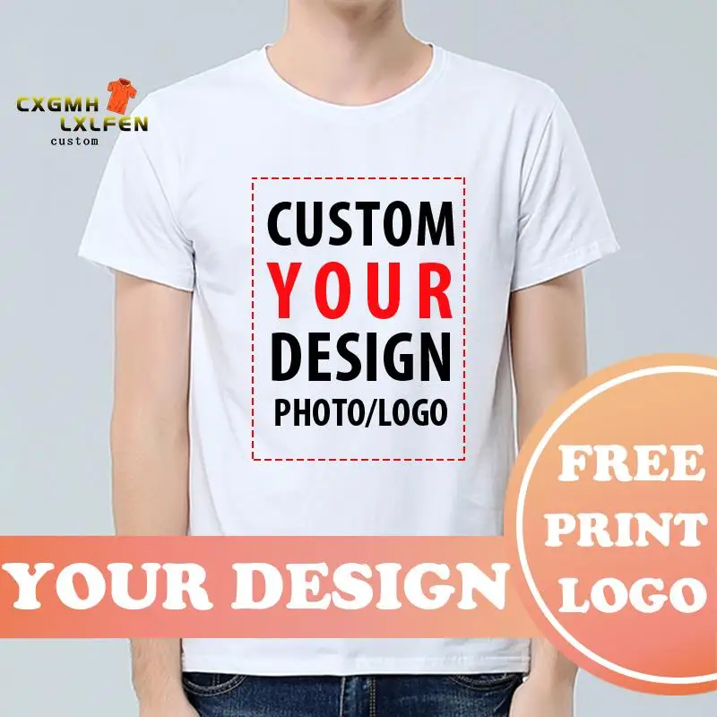 Design-Your-Own-Custom-T-shirt-00-Cotton-White-Men-Women-Tops-Tees-Add ...