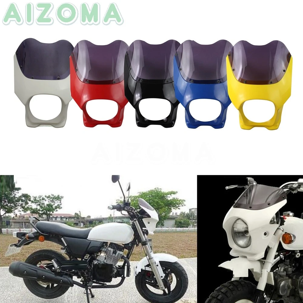 Motorbike 6.25 Round Headlights Universal Half Fairing Windscreen Mask ...