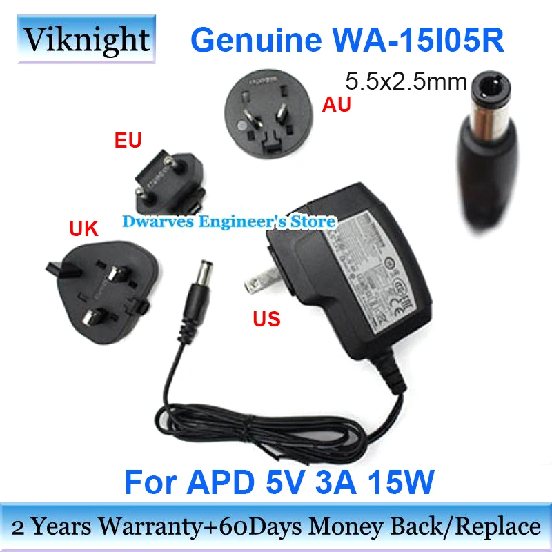 Genuine-APD-5V-3A-15W-Ac-Adapter-WA-15I05R-Power-Supply-Charger-5-5x2 ...