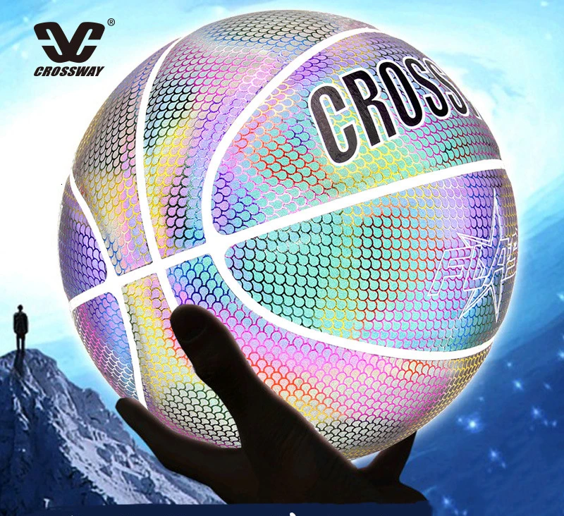Holographic Reflective Basketball Ball Wear-Resistant Luminous Night ...