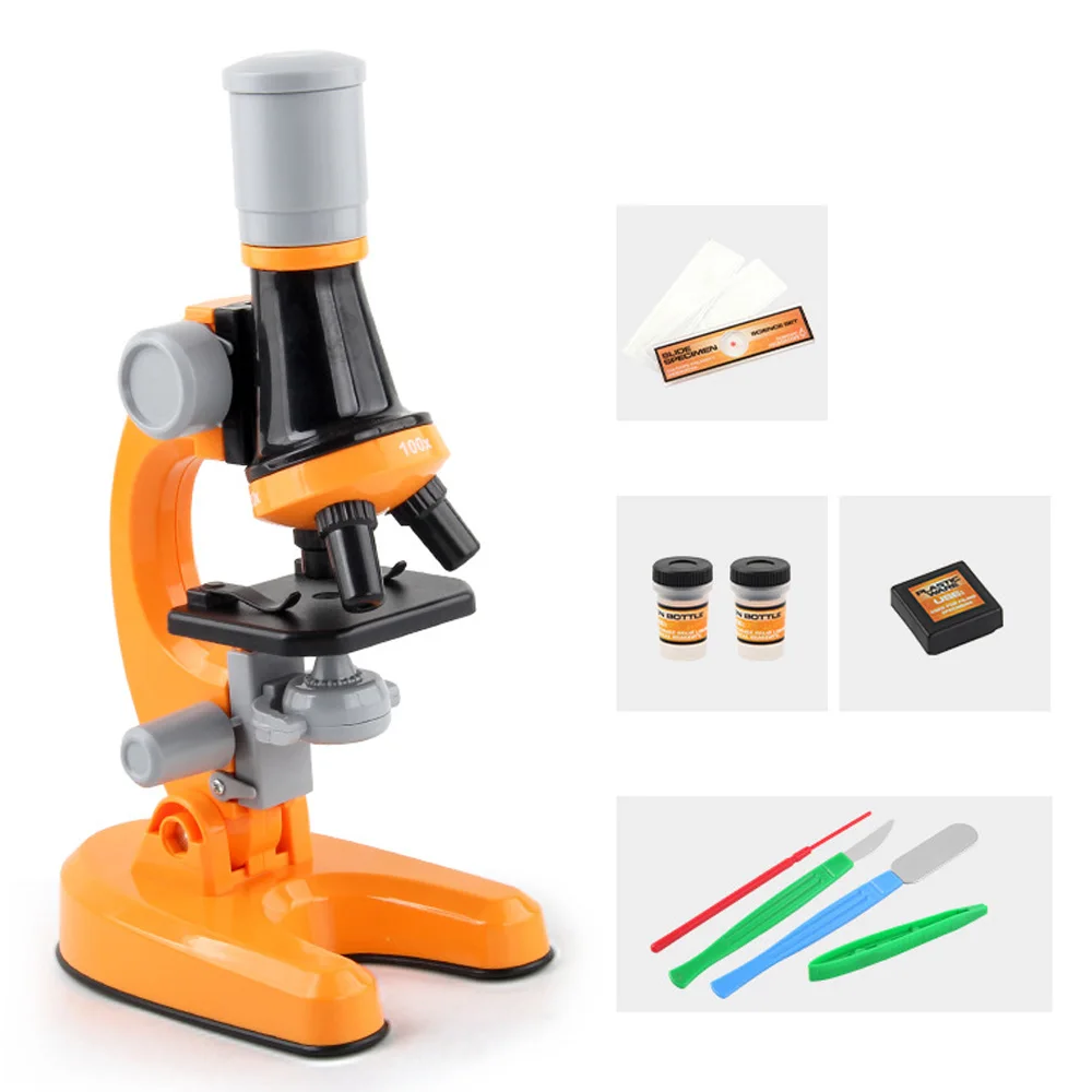 Children Biological Microscope Microscope Kit Lab LED 100X-400X-1200X ...