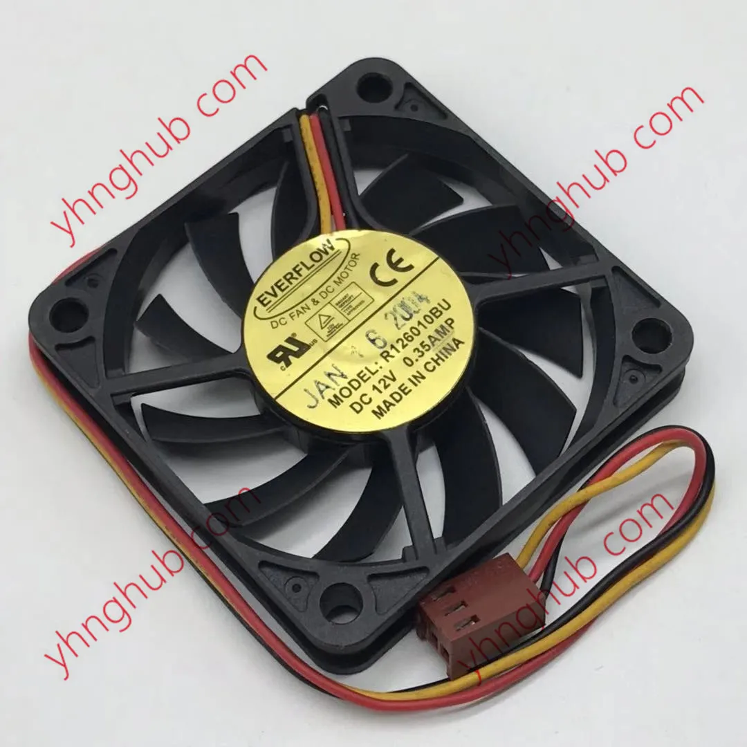 Everflow R126010bu Dc 12v 0.35a 60x60x10mm 3-wire Server Cooling Fan ...