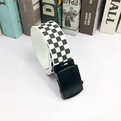 Buy 2022 Fashion Punk Checkered Belt Waistband Long Black and White ...