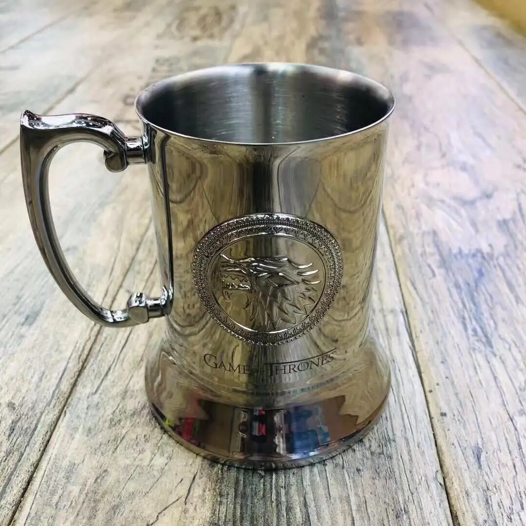 Game of Thrones Mug Iron Throne Tankard Stainless Steel Wolf Head ...