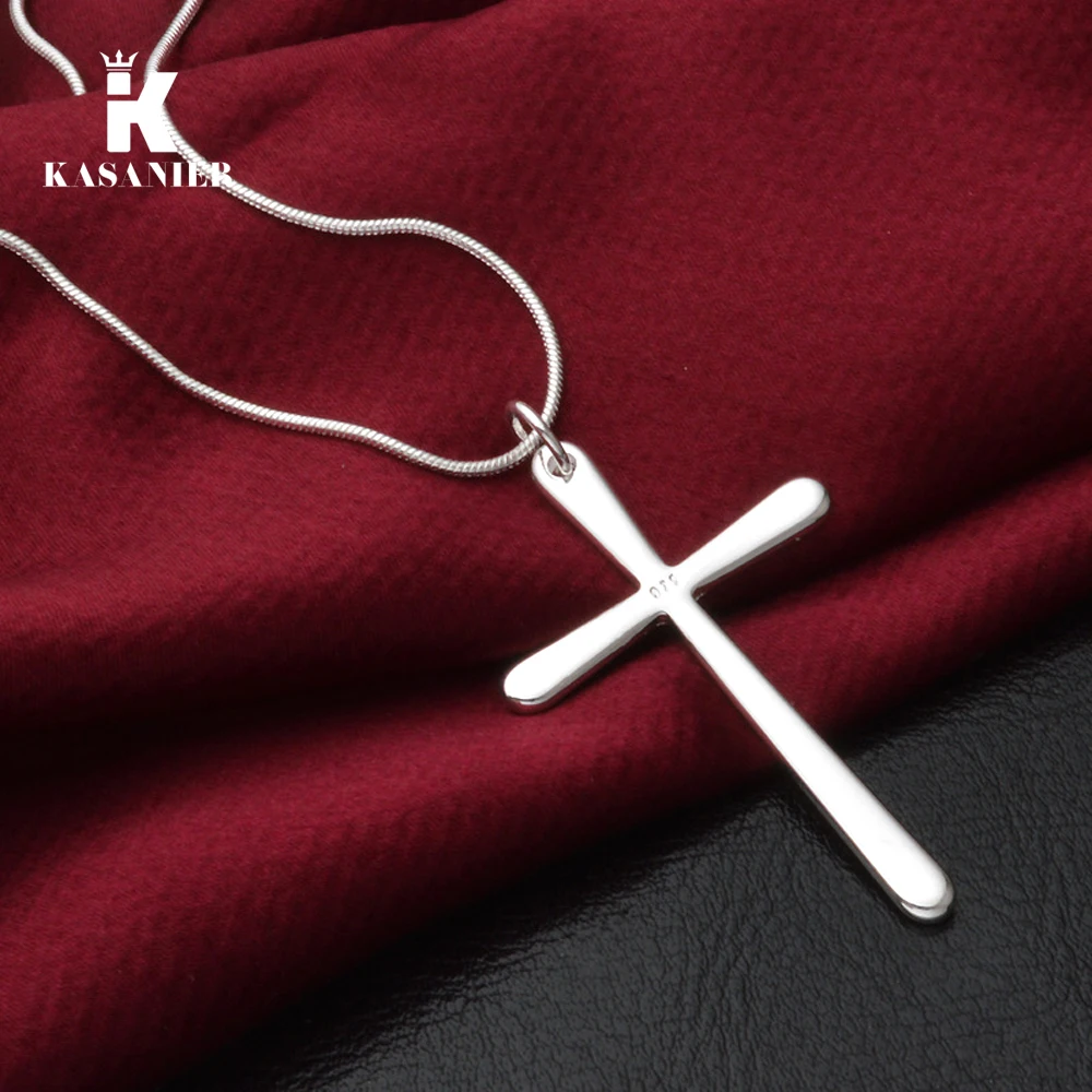 Women-Men-Jewelry-Wholesale-Trendy-925-Silver-smooth-Cross-Pendant ...