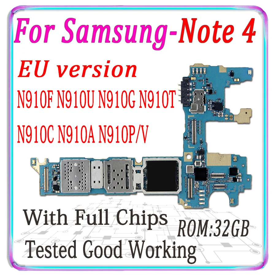 Frete grátis original para samsung galaxy note 4 n910f placa mãe 32gb ...
