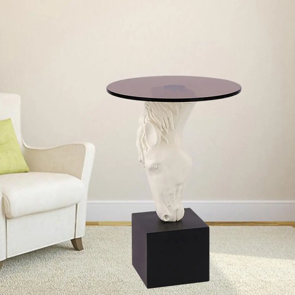 Sculpture Glass Top Accent Tables
