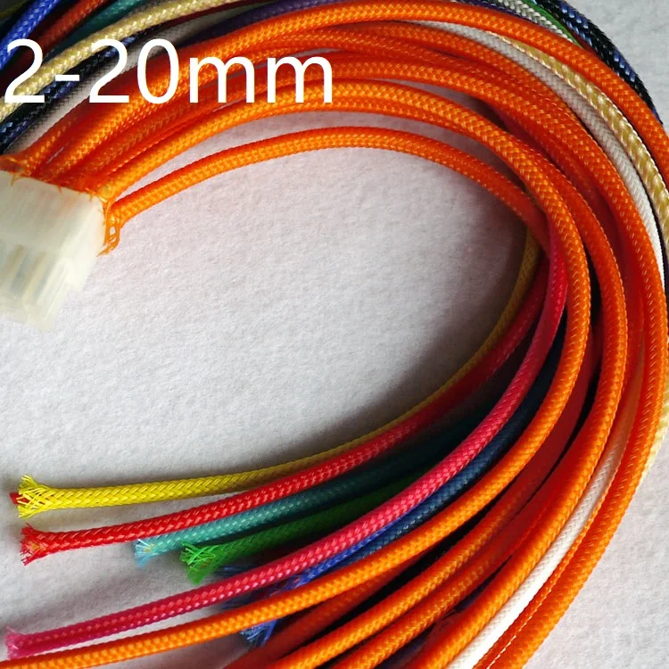 Orange PET Braided Wire Sleeve 3 4 6 8 10 12 20mm Tight High Density ...