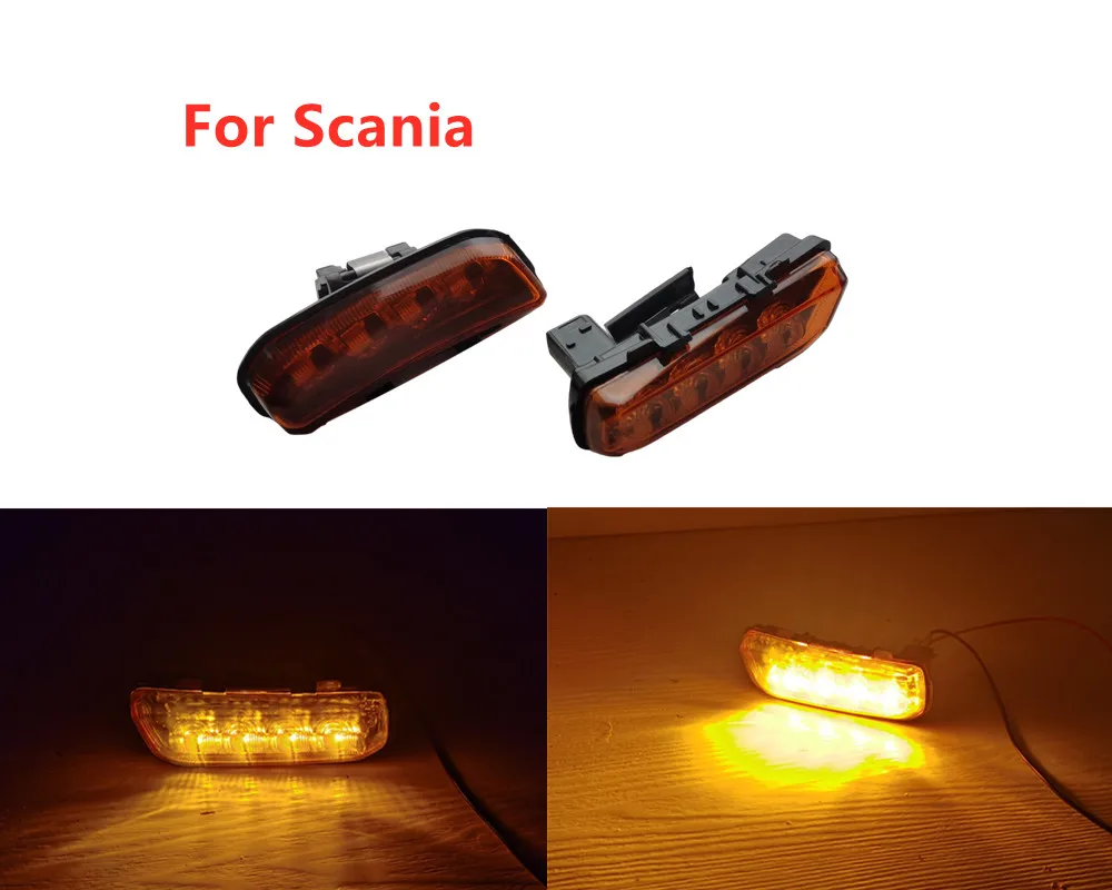 1คู่ Amber เหยียบด้านข้าง Marker ไฟสำหรับ Scania รถบรรทุกหนักยุโรป ...
