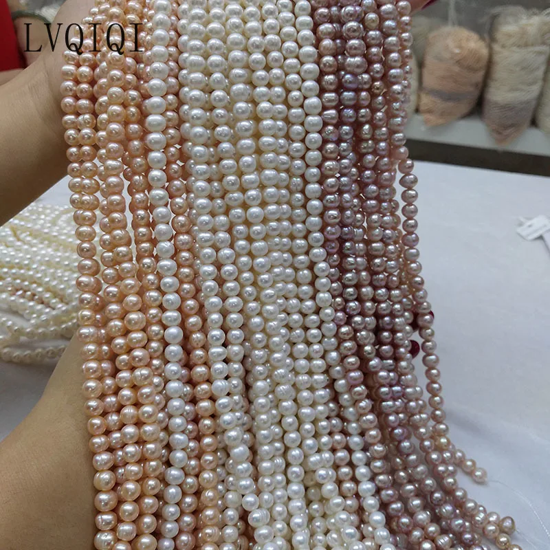 Natural-Freshwater-Pearl-Beads-High-Quality-36cm-Punch-Round-Loose ...