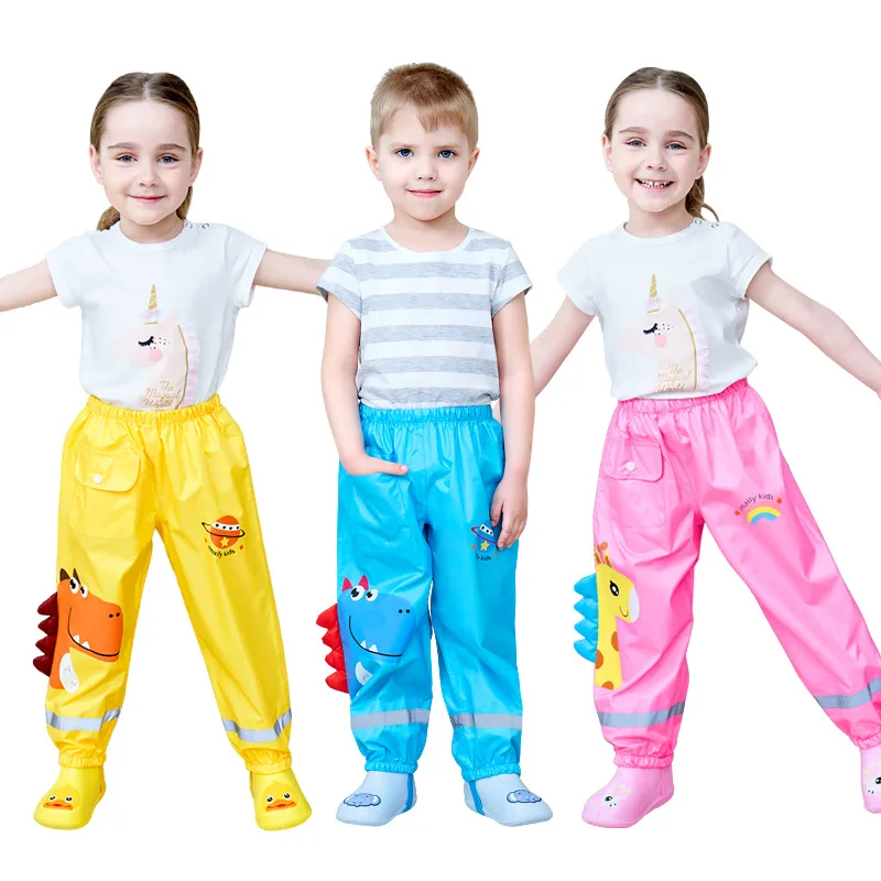 Cartoon Dinosaur Style Kids Rain Pants Boys And Girls Students Kids ...