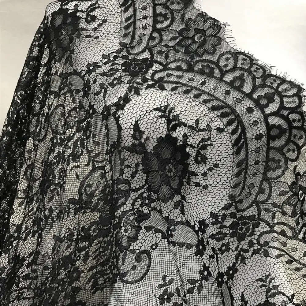 Scalloped Black Lace Fabric