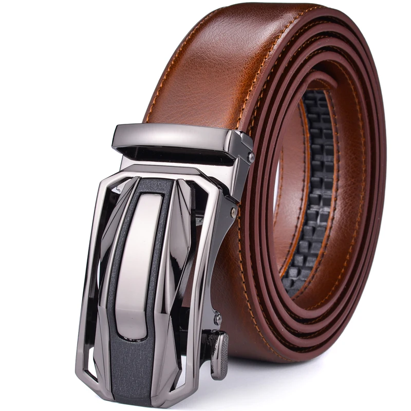 Men's Leather Ratchet Belt Dress With Slide Click Automatic Buckle Plus ...