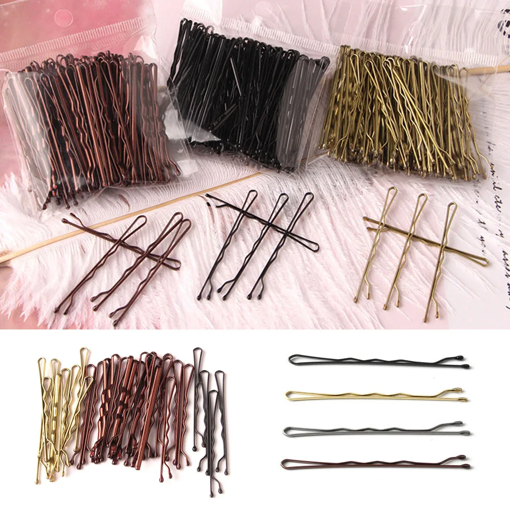 100 Pcs 4 Colors 5/6cm Hair Clip Lady Hairpins Curly Wavy Grips ...