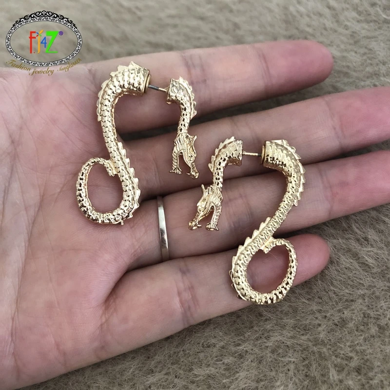 F.j4z Hot Sale Ethic Chinese Dragon Earrings Trendy Cute Alloy Dragon ...