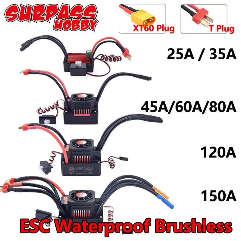 Surpass Hobby Esc Waterproof Brushless Speed Controller 25a 45a 60a 80a ...