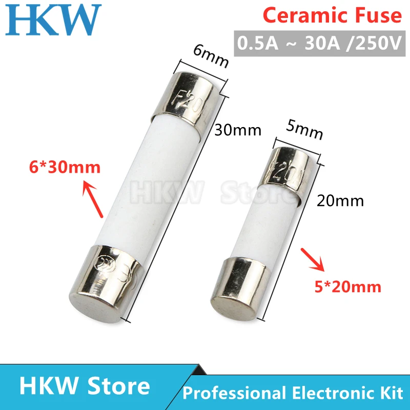 10pcs/lot 5*20mm 630MA 250V Fast Blow Tube Fuses 0.63A AMP Fuse Ceramic ...